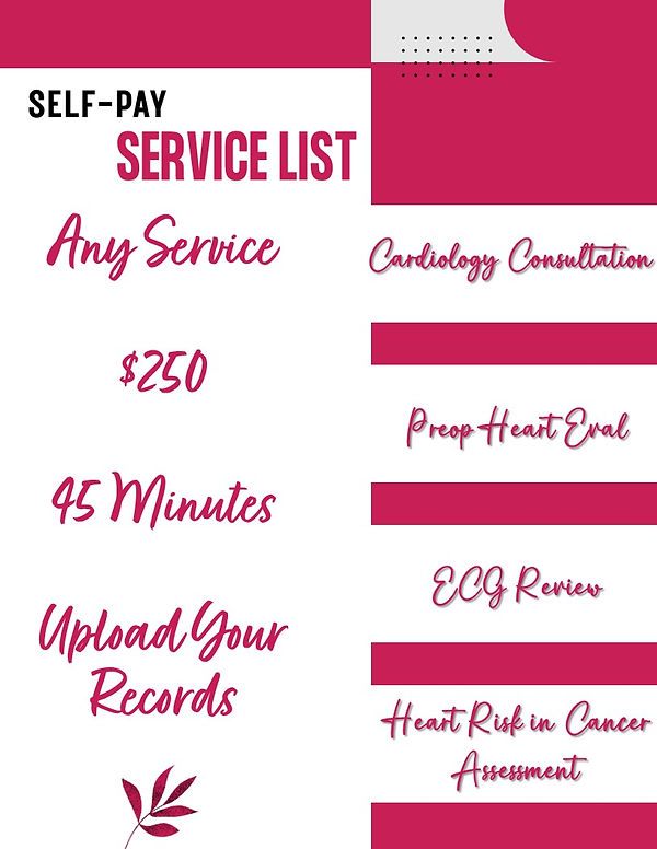 SELF-PAY SERVICE LIST | My Heart Spark P.C.
